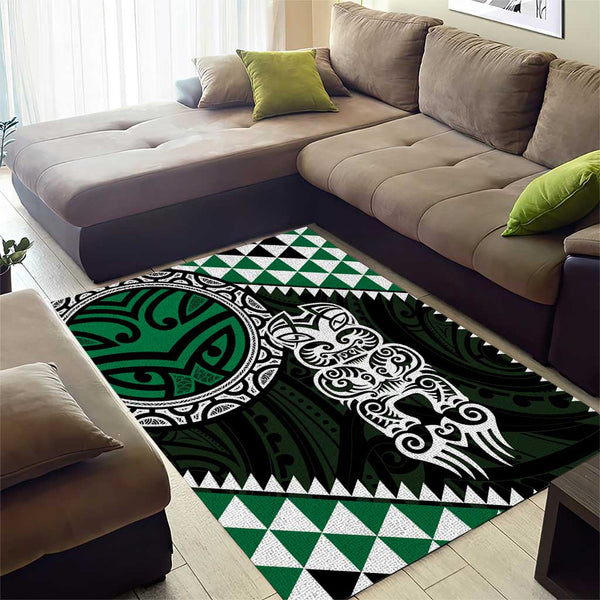 Green Aotearoa Niho Taniwha Area Rug Maori Mythology Tooth - Taniko ...