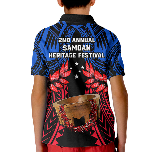 Samoa Kid Polo Shirt Heritage Festival Samoan Tattoo With Ula Fala Kava ...