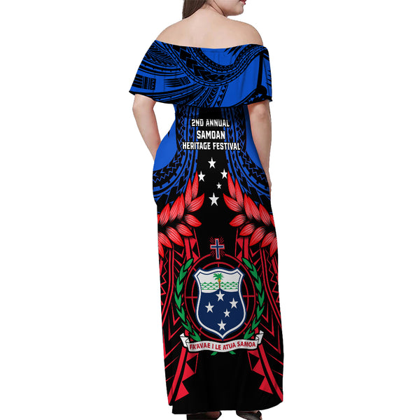 Samoa Off Shoulder Maxi Dress Heritage Festival Samoan Tattoo With Ula ...