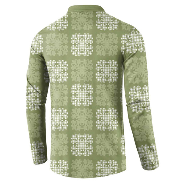 Vesuvian Green Palaka Quilt Hawaii Button Sweatshirt Traditional Hawaii ...