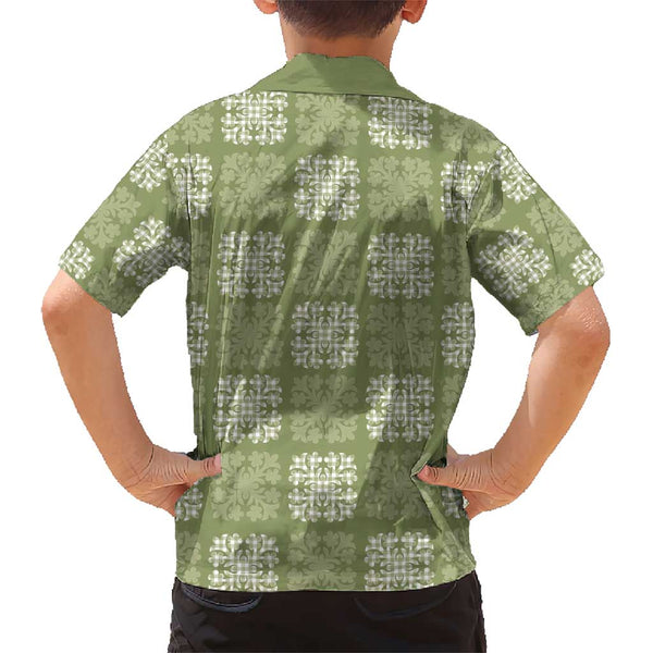 Vesuvian Green Palaka Quilt Hawaii Kid Hawaiian Shirt Traditional ...