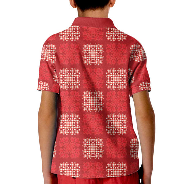 Red Palaka Quilt Hawaii Kid Polo Shirt Traditional Hawaii-plaid Pattern ...