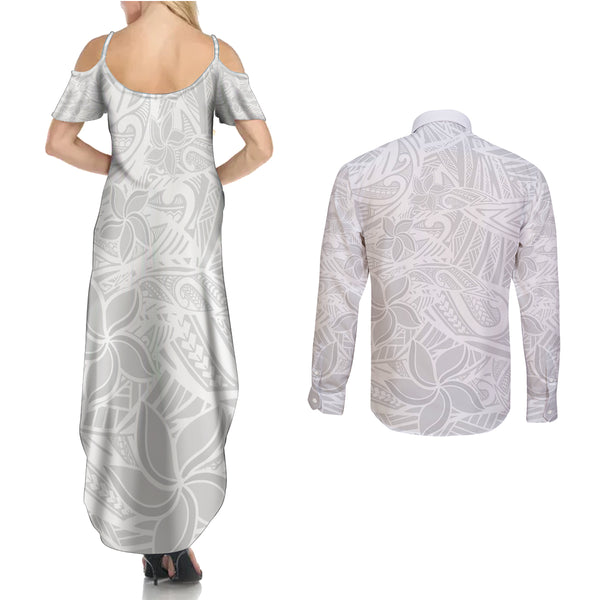 Polynesia White Sunday Couples Matching Summer Maxi Dress and Long ...