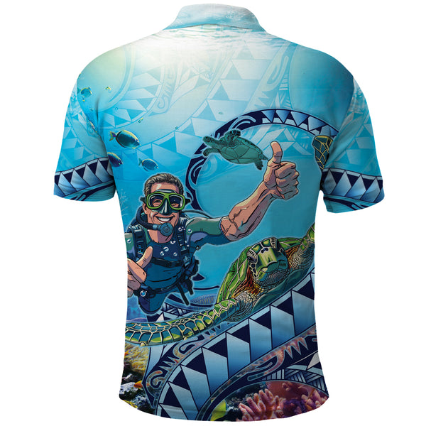 Hawaii Snorkeling Honu Turtle Polo Shirt Under The Ocean Vibes LT14