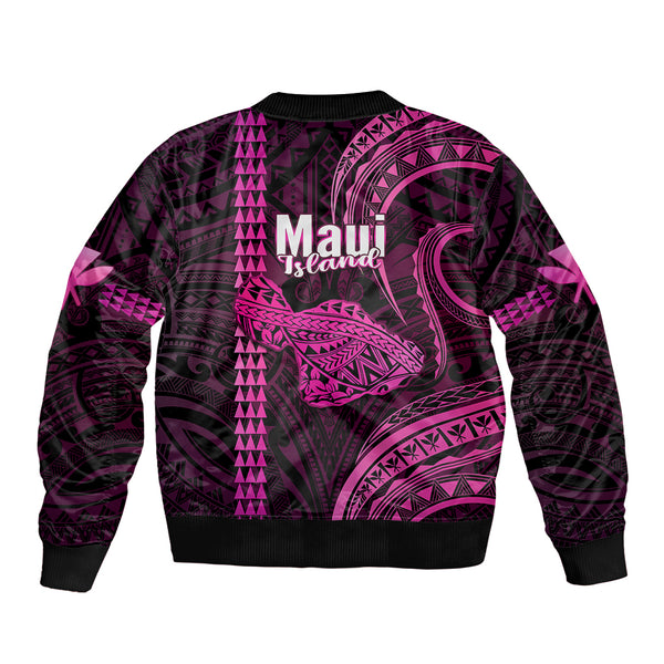 Polynesian Pride Hawaiian Islands Sleeve Zip Bomber Jacket Maui Map ...
