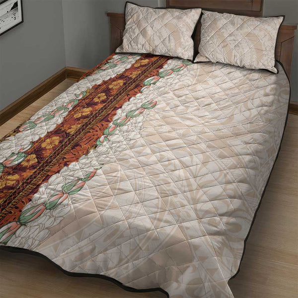 Aloha Hawaii Mikioi Lei Quilt Bed Set Cattail Red Tropical Flower ...