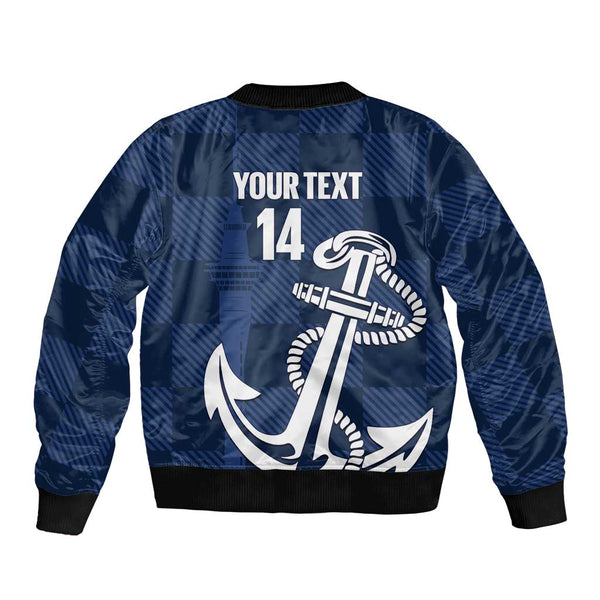 New Zealand Auckland Football Custom Sleeve Zip Bomber Jacket Navy Blue ...