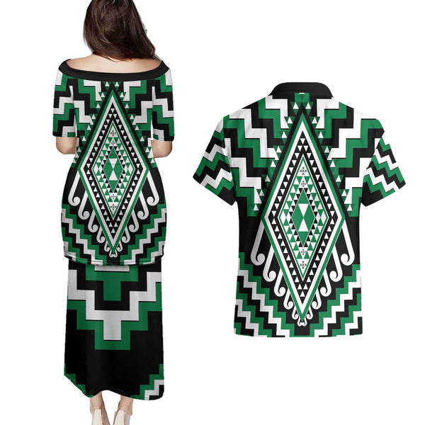 Green Aotearoa Taniko Poutama Patikitiki Couples Matching Puletasi and ...