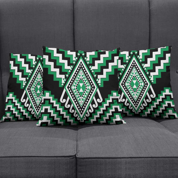 Green New Zealand Taniko Poutama Patikitiki Pillow Cover LT14