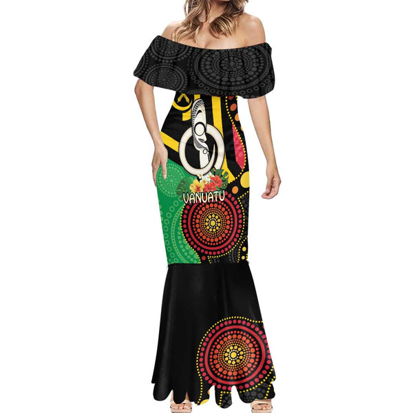Tamtam Drum Vanuatu Mermaid Dress Boar Tusk Aboriginal Flag Style LT14