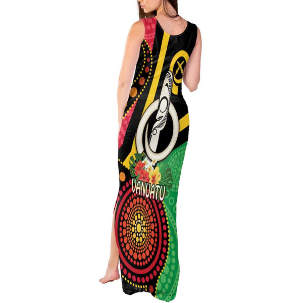 Tamtam Drum Vanuatu Tank Maxi Dress Boar Tusk Aboriginal Flag Style LT14