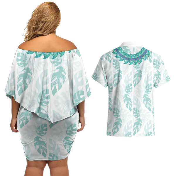 Jade Vine Lei Hawaii Couples Matching Off Shoulder Short Dress and ...