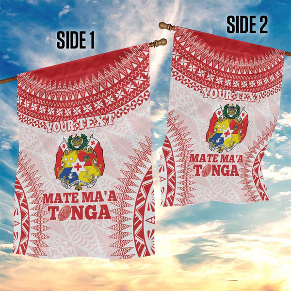 Custom Tonga Mate Maa Garden Flag Go Champions Tongan Ngatu - White LT14