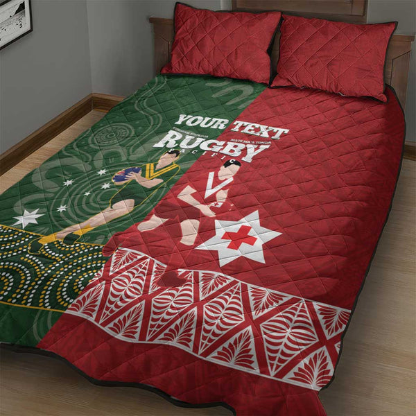 Custom Mate Maa Tonga And Kangaroo Australia Quilt Bed Set Tongan ...