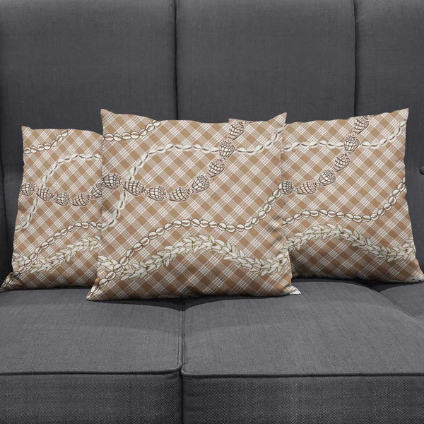 Brown Aloha Hawaii Shell Lei Pillow Cover Palaka Hebrew Cone Honey ...