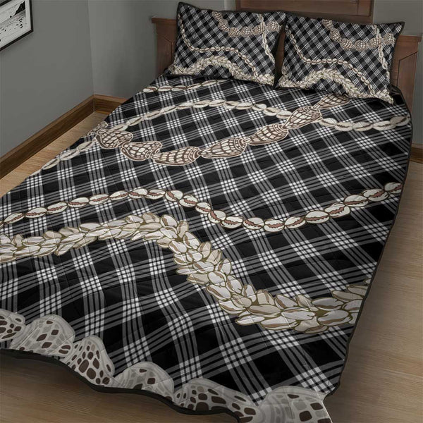 Black Aloha Hawaii Shell Lei Quilt Bed Set Palaka Hebrew Cone Honey ...