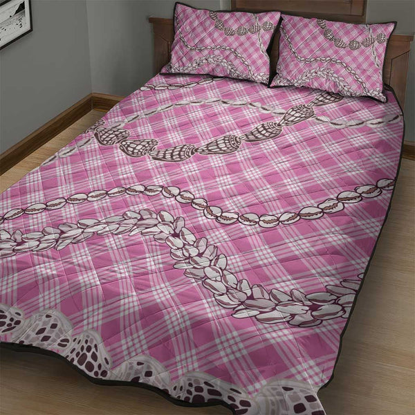 Pink Aloha Hawaii Shell Lei Quilt Bed Set Palaka Hebrew Cone Honey ...