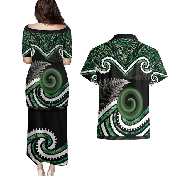 Koru Pounamu Aotearoa Couples Matching Puletasi and Hawaiian Shirt ...