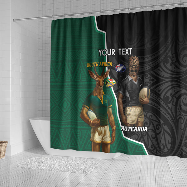 Personalised New Zealand And South Africa Rugby Shower Curtain 2024 All ...