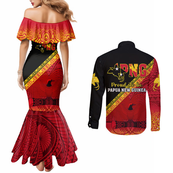 Papua New Guinea Couples Matching Mermaid Dress and Long Sleeve Button ...