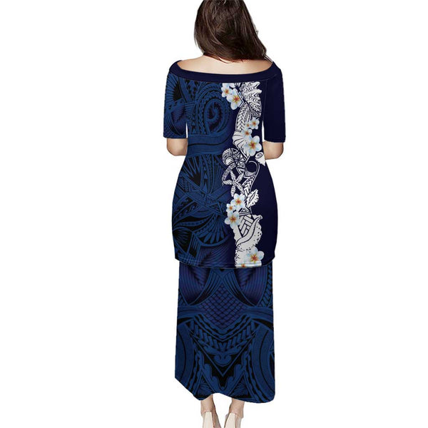 Blue Samoa Tattoo Puletasi Plumeria Samoan Ocean Tatau Pattern LT14