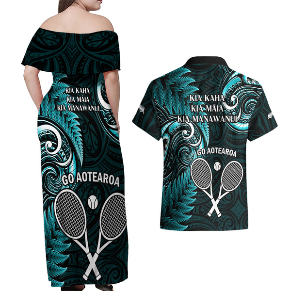 New Zealand Tiki Tennis Couples Matching Off Shoulder Maxi Dress and ...