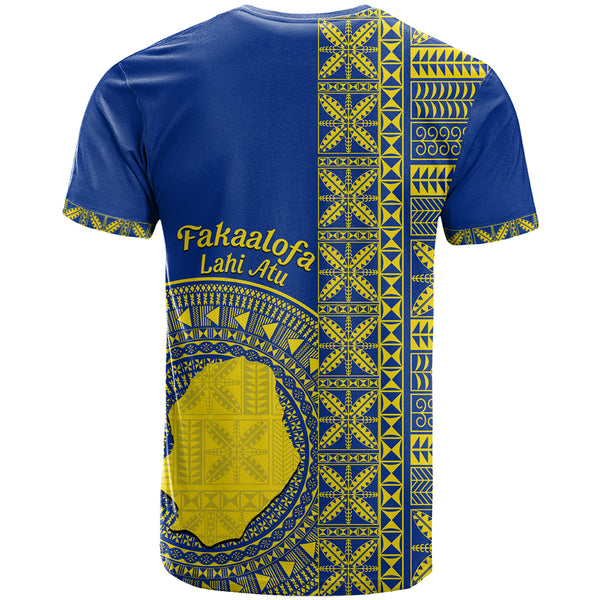 Fakaalofa Lahi Atu Niue T Shirt Niuean Map With Hiapo Pattern Blue ...