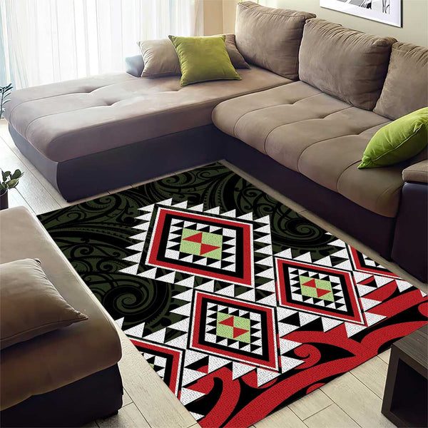 Kia Ora Aotearoa Area Rug 2025 Pasifika Maori Taniko Motifs LT14