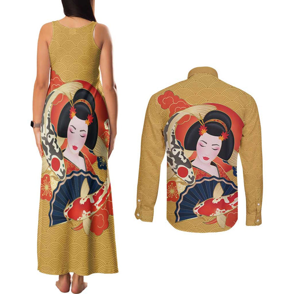Japanese Geisha Koi Fish Couples Matching Tank Maxi Dress and Long ...