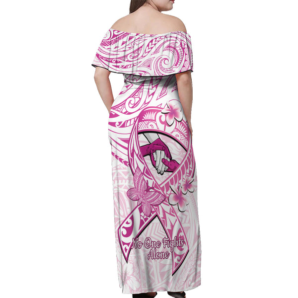 Polynesia Breast Cancer Awareness Off Shoulder Maxi Dress Pink Ribbon ...
