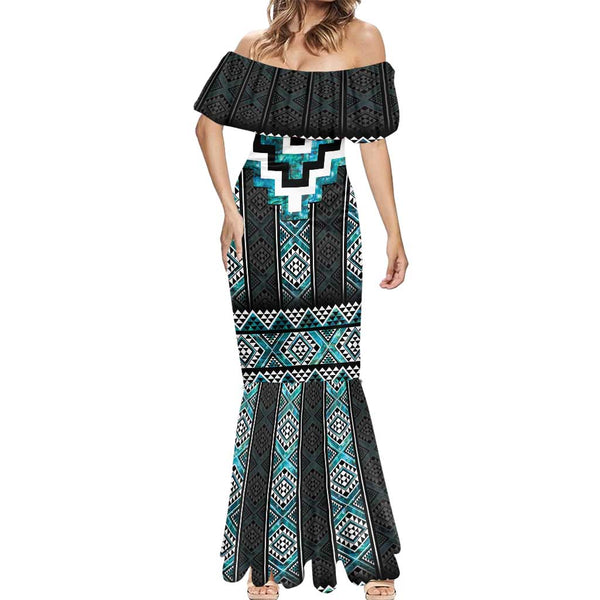 Paua Shell Taniko Pattern Aotearoa Mermaid Dress Niho Taniwha Mix ...