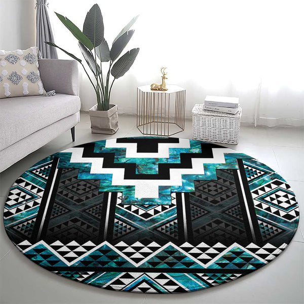 Paua Shell Taniko Pattern Aotearoa Round Carpet Niho Taniwha Mix ...