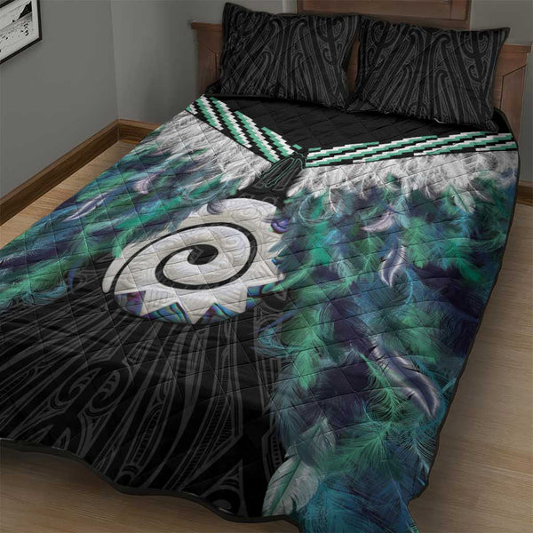 Aotearoa Korowai Motif Quilt Bed Set Maori Koru Poutama LT14