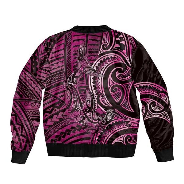 New Zealand Hammerhead Shark Sleeve Zip Bomber Jacket Maori Haehae ...