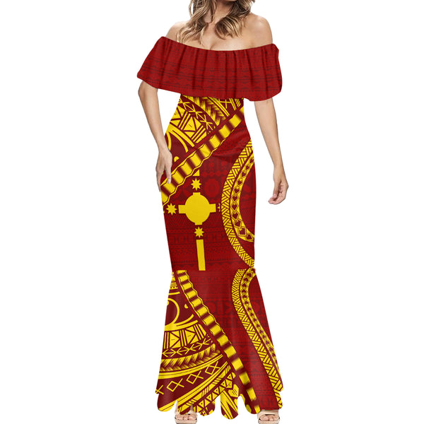 Personalised Fiji Rotuma Mermaid Dress Fijian Tapa Pattern LT14