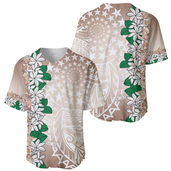 Cook Islands Tiare Maori With Conch Shell Baseball Jersey 2025 Pasifika ...