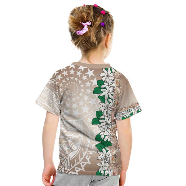 Cook Islands Tiare Maori With Conch Shell Kid T Shirt 2025 Pasifika ...
