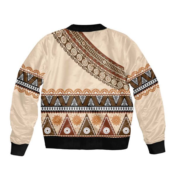 Bula Fiji Bomber Jacket 2025 Pasifika Traditional Fijian Masi LT14