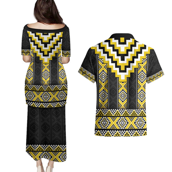 Yellow Taniko Aotearoa Couples Matching Puletasi and Hawaiian Shirt ...
