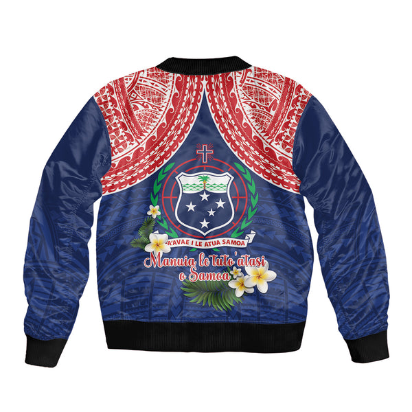 Samoan Independence Day Sleeve Zip Bomber Jacket Manuia Le Tutoatasi O ...