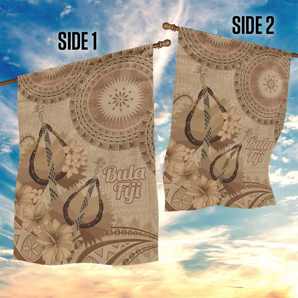 Brown Bula Fiji Garden Flag Fijian Dance Fan Tapa Cloth Pattern LT14