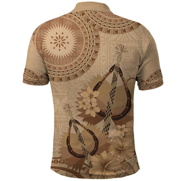 Brown Bula Fiji Polo Shirt Fijian Dance Fan Tapa Cloth Pattern LT14
