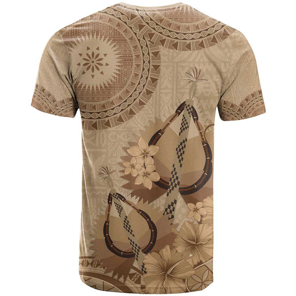Brown Bula Fiji T Shirt Fijian Dance Fan Tapa Cloth Pattern LT14