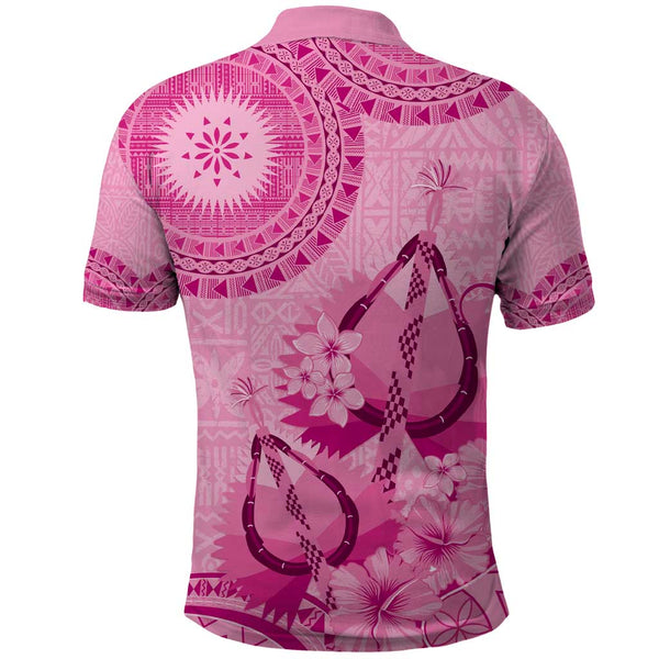 Pink Bula Fiji Polo Shirt Fijian Dance Fan Tapa Cloth Pattern LT14