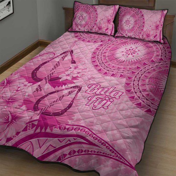 Pink Bula Fiji Quilt Bed Set Fijian Dance Fan Tapa Cloth Pattern LT14