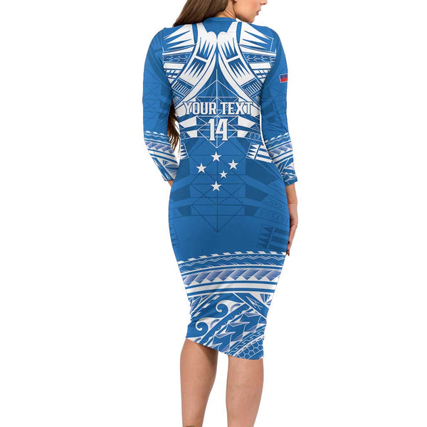 Toa Samoa Rugby Custom Long Sleeve Bodycon Dress Uso aso uma Samoan ...