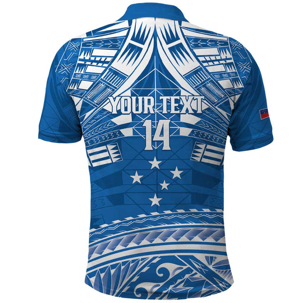 Toa Samoa Rugby Custom Polo Shirt Uso aso uma Samoan Pattern Blue LT14