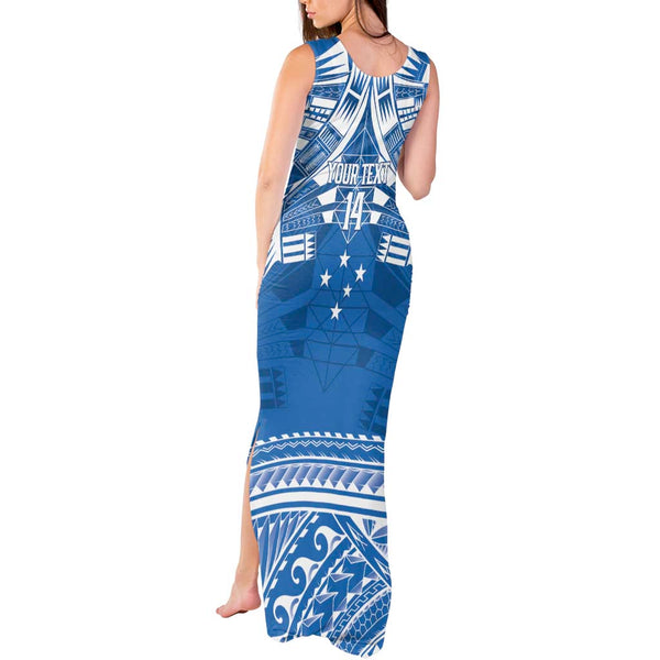 Toa Samoa Rugby Custom Tank Maxi Dress Uso aso uma Samoan Pattern Blue LT14