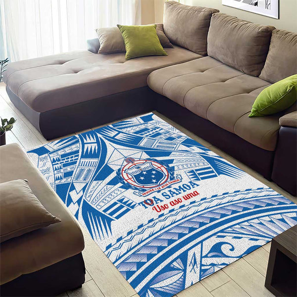 Toa Samoa Rugby Custom Area Rug Uso aso uma Samoan Pattern White LT14