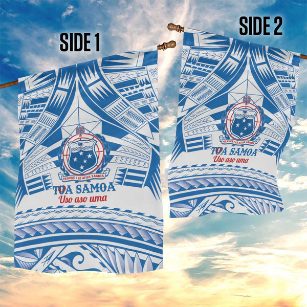 Toa Samoa Rugby Custom Garden Flag Uso aso uma Samoan Pattern White LT14